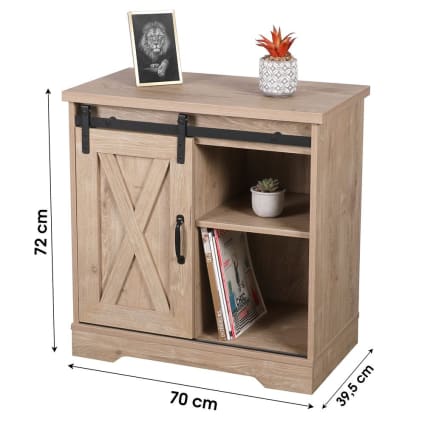 Commode bois 1 porte coulissante 70x39.5x71.5cm Kavir | Maisons du Monde