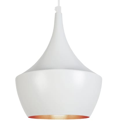 Suspension métal H88cm blanc;Abat-jour: blanc,cuivre Falun | Maisons du ...