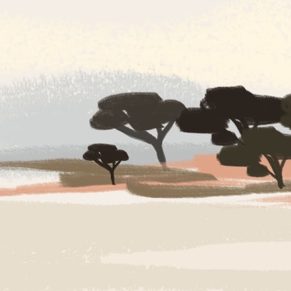 Papel pintado panoramico vista desde la playa, Beige 300 x 2 Zoé jiquel ...