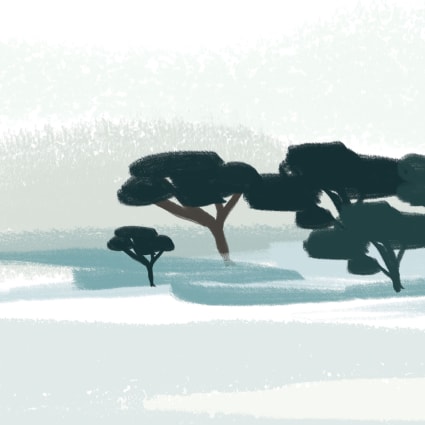 Panorama-Vliestapete Strandansicht, Blau 300 x 250cm Zoé jiquel ...