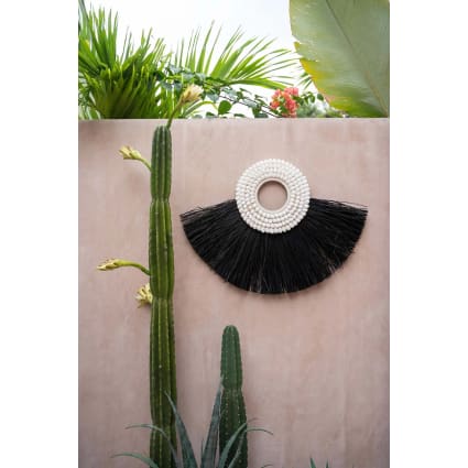 Decorazione murale in erba e conchiglie nera e marrone 86x4x62 cm Alang ...