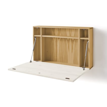 Escritorio flotante madera puerta abatible, encerado y blanco ...