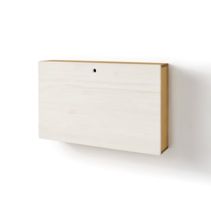 Escritorio flotante madera puerta abatible, encerado y blanco ...