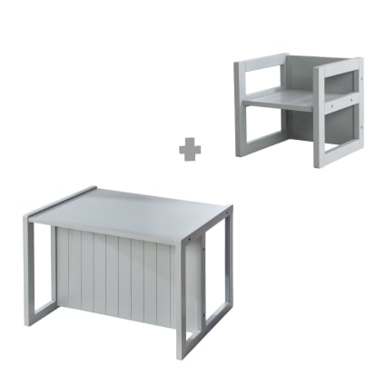 Ensemble table et chaise enfant réversibles en bois gris | Maisons du Monde
