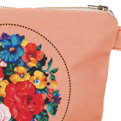 Pochette, toile outdoor résistante, 19x28 cm, motif fleuri rose Holy ...