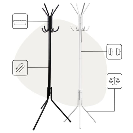 Porte-manteaux sur pieds 8 crochets en métal noir 62 x 62 x 178 cm B&b ...