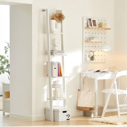 Étagère murale style échelle 4 niveaux effet bois blanc | Maisons du Monde