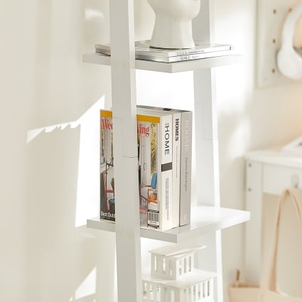 Étagère murale style échelle 4 niveaux effet bois blanc | Maisons du Monde