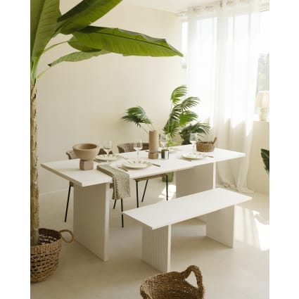 Table de salle à manger en bois blanc 180x75cm Bali | Maisons du Monde