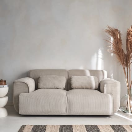 Divano in velluto a coste fini, 2 posti, grigio Wallas | Maisons du Monde