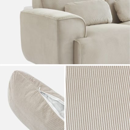 Divano in velluto a coste fini, 2 posti, grigio Wallas | Maisons du Monde