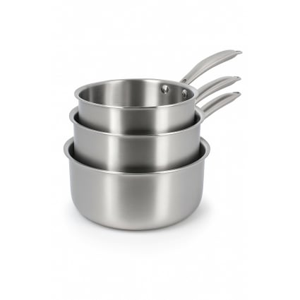 Lot de 3 casseroles en acier inoxydable - tous feux Triply | Maisons du ...