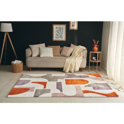 Geometrischer Teppich mit kurzem Flor - bunt - 120x160 cm MEMPHIS ...