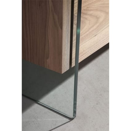 Table basse rectangulaire en bois et verre trempé avec 2 tiroirs ...