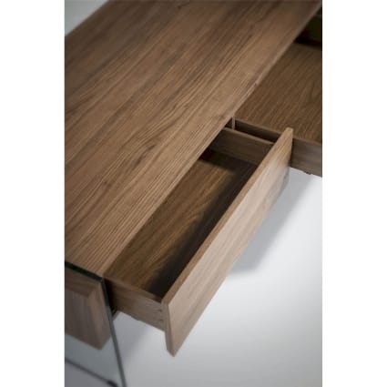 Table basse rectangulaire en bois et verre trempé avec 2 tiroirs ...