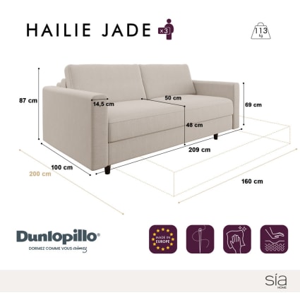Divano trasformabile express in velluto beige tortora 160cm Hailie jade ...