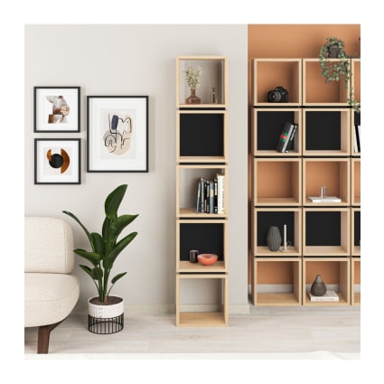 Regal mit 5 Fächer H167 cm - Dekor Eichendekor und Grau Lofty | Maisons ...