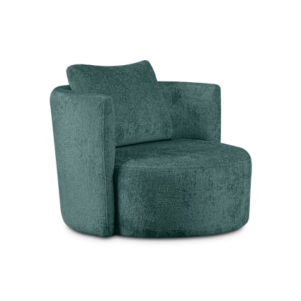Drehsessel Set inkl. Sitzhocker, Chenille-Stoff, blau Raggi | Maisons ...