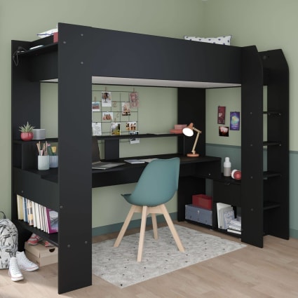 Lit mezzanine de gamer effet bois 90 x 200 cm Pharell | Maisons du Monde