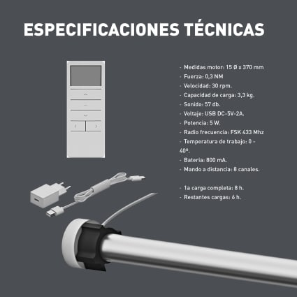 Estor Enrollable motor translúcido Gris 120 x 250 cm Translucide ...