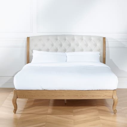 Bett 160x200 aus Eiche und Leinen helle Tönung Richard | Maisons du Monde