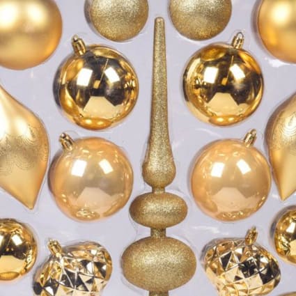lot de 18 boules de noël + 1 cimier doré | Maisons du Monde