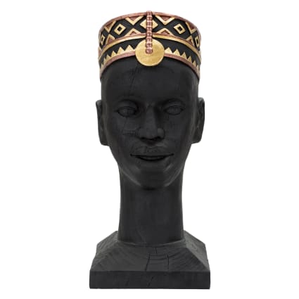 Statuette in Form eines Mannes aus schwarzem Harz cm 25x25x56 Masai ...