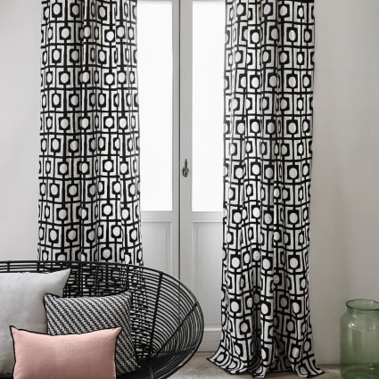 Rideau à oeillets noirs 200x280 cm Naturel et noir ABSTRACT | Maisons ...