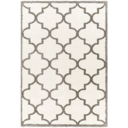 Orientalischer Hochfloriger Shaggy Teppich Elfenbein/Grau 160x213 Ellie ...