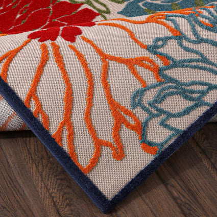 Tapis exterieur 160x230 bleu, beige, orange, rouge Chimeka | Maisons du ...