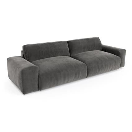 Divano 3 posti velluto grigio grafite 220 cm Bliss | Maisons du Monde