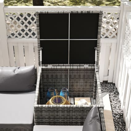 Set da giardino 4pz con 2 divani 2 posti e 2 tavolini grigio e argento ...