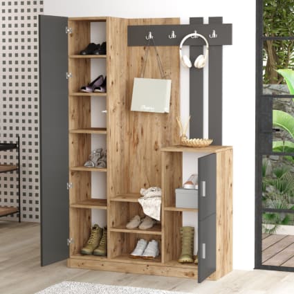 Mueble de entrada de diseño de madera y gris espejo Anka | Maisons du Monde
