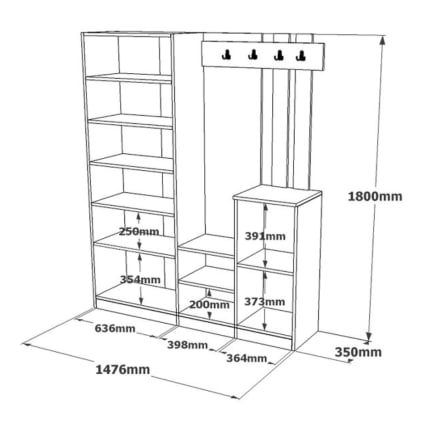 Mobile da ingresso di design in effetto legno e grigio con specchio ...