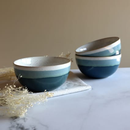 Lot de 6 bols bleus en grès 57cl Riga | Maisons du Monde