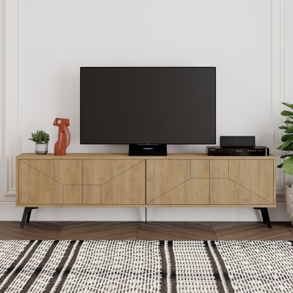 TV-Möbel mit 4 Türen L180 cm - Eichenoptik Dekor Dune | Maisons du Monde