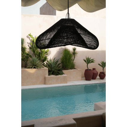 Lampada a sospensione in rattan nero 120x62 cm Cloud | Maisons du Monde