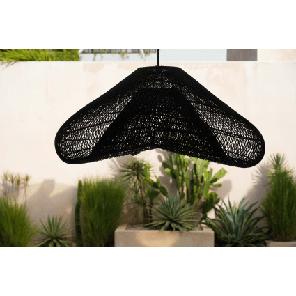 Lampada a sospensione in rattan nero 120x62 cm Cloud | Maisons du Monde