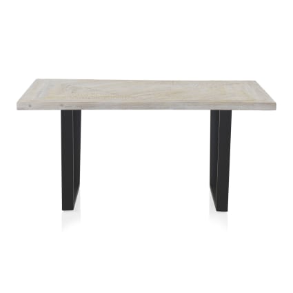 Tavolo in legno massiccio di mango patinato bianco 160x90 | Maisons du ...