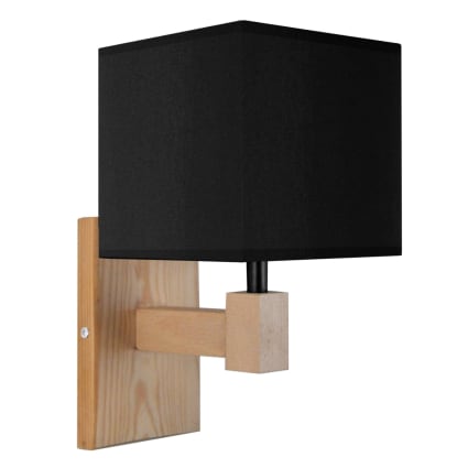 Aplique de pared madera,metal Alt.15cm natural ;Pantalla: púrpura ...