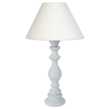 Lampada da tavolo legno ;Alt.43cm bianco ;Paralume: écru Bagnolet ...