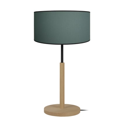 Lampada da tavolo legno ;Alt.51cm natural ;Paralume: verde pétrole ...