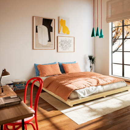 Lit futon DOCK en pin massif, style japonais naturel 140x200 Dock ...