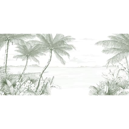 Carta da parati panoramica Spiaggia tropicale, Verde 375 x 2 ...
