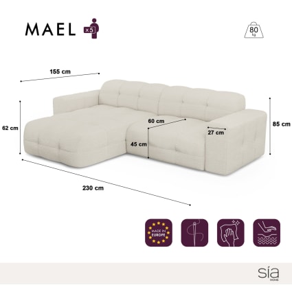 Divano angolare sinistro 5 posti bouclé grigio grafite 230 cm Mael ...