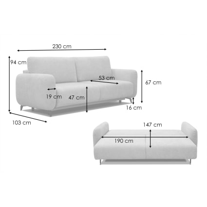 Canapé convertible 3 places tissu bleu foncé Drake | Maisons du Monde