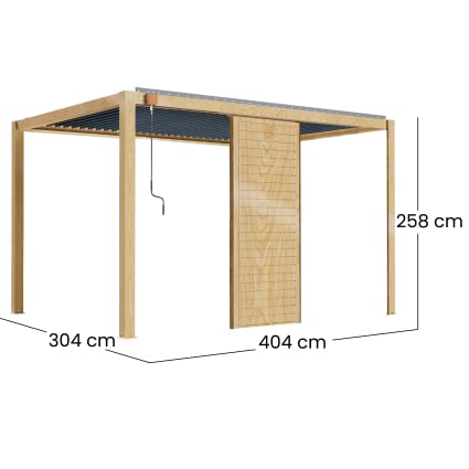 Pergola bioclimatica autoportante 3x4m in legno con 3 schermi Corato ...
