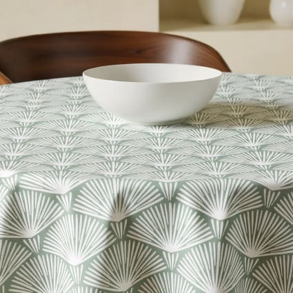 Runde Fleckschutz-Tischdecke aus 100 % Baumwolle Blau 120 cm Asena 4 ...