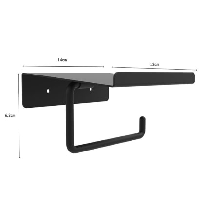 Portarrollos de papel higiénico de metal negro 14 x 6 x 12 cm Black ...