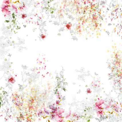 Nappe lavé lin & coton multicolore 155x225 cm Jardin sauvage blanc ...